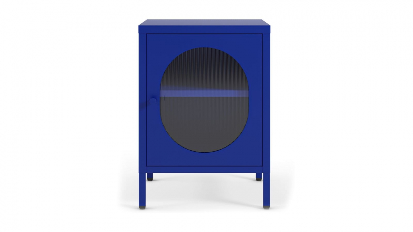 Table de chevet 1 porte en métal bleu électrique 40 cm - Ysia - Homifab