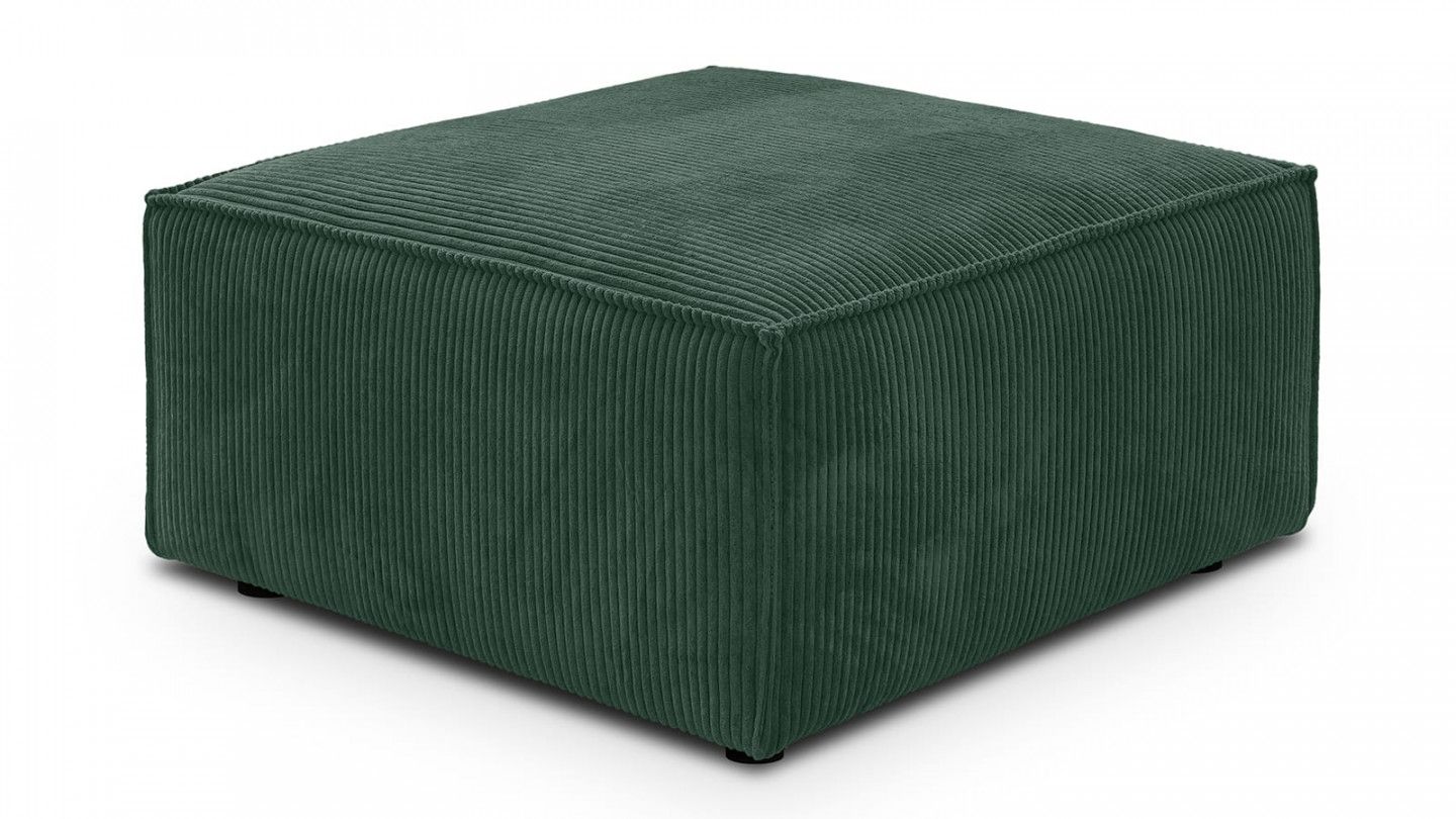 Pouf en velours côtelé vert forêt - Livia - Homifab